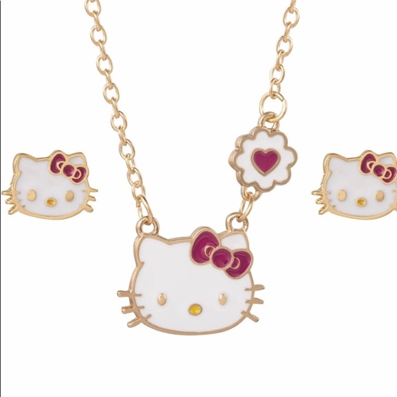 Hello Kitty | Accessories | Authentic Hello Kitty Necklace Earrings Set ...